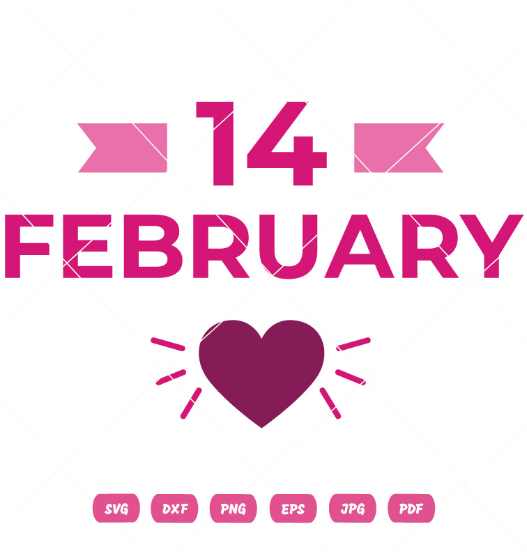 Simple 14 Feb Heart Valentine Day Vector - Design Shop by AquaDigitizing
