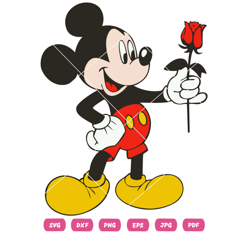 Mickey Mouse Red Flower Valentine's SVG Mickey Mouse Red Flower ...