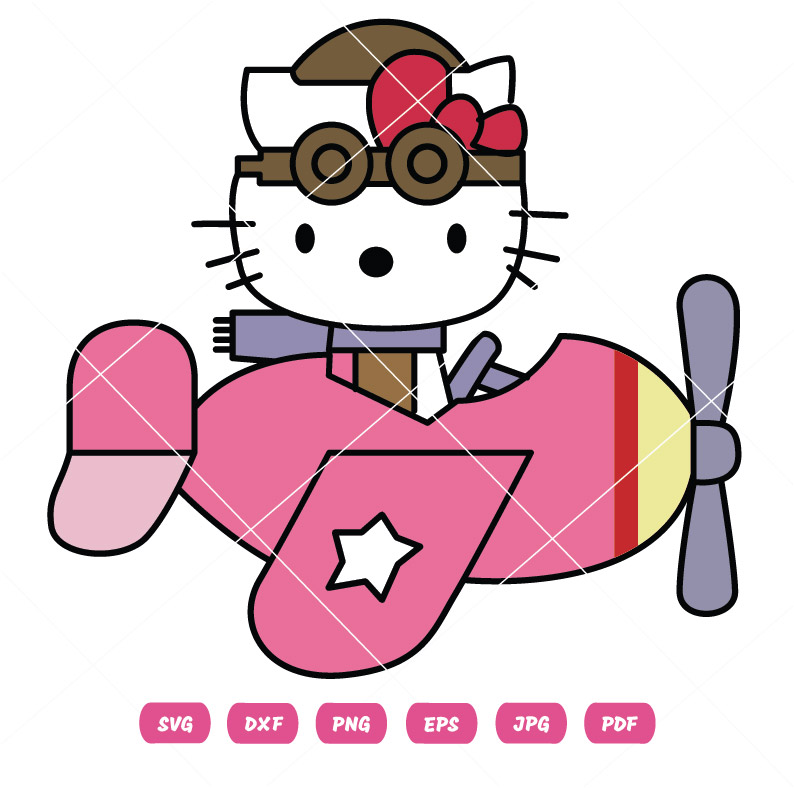 Kitty Vector With Plane - Design Shop by AquaDigitizing